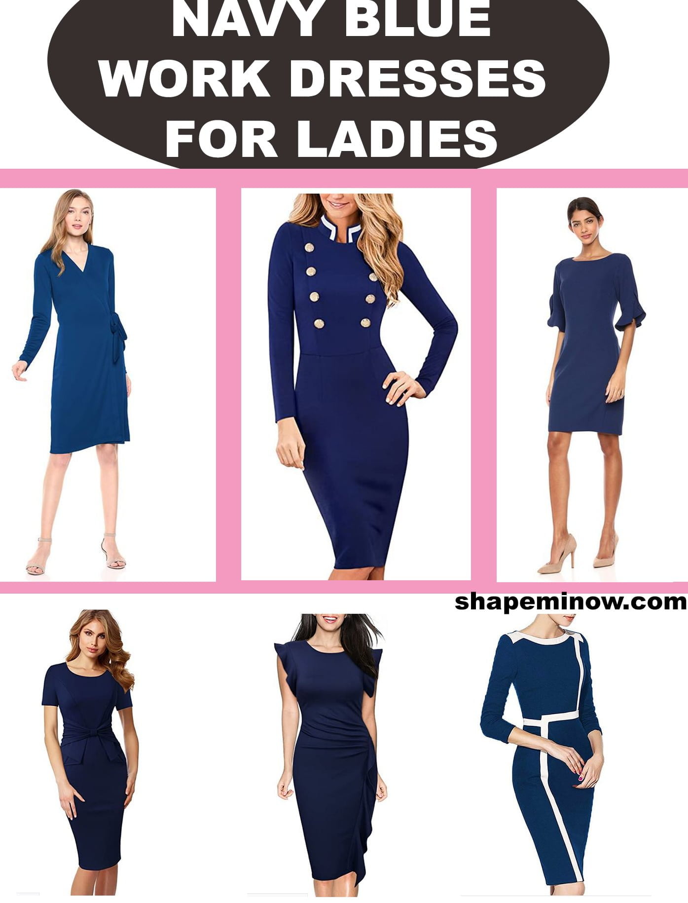 12 Cute Cheap Professional Clothes & Dresses |Navy blue Dress for Work ...