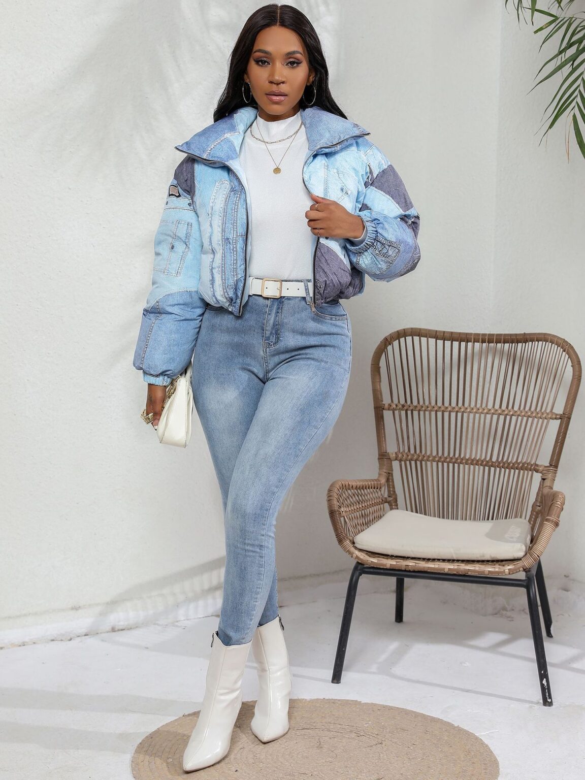 Leona Denim Print Cotton Coat Jacket | ShapeMiNow