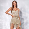 2Piece Fringe Halter Neck Backless Set | ShapeMiNow